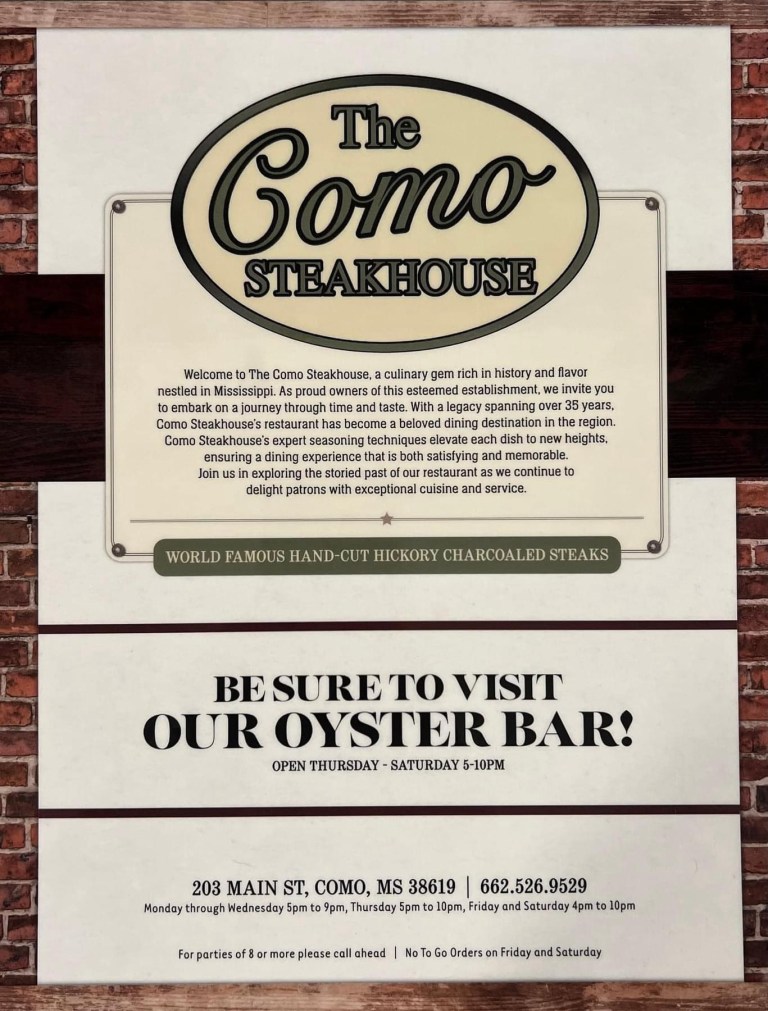 The Como Steakhouse – Como, MS – Eating Out With Jeff Jones